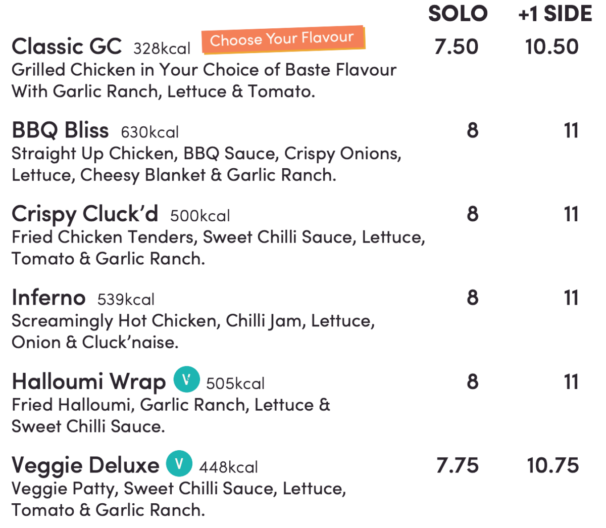 Menu - Cluck'd - Grilled Chicken Your Way