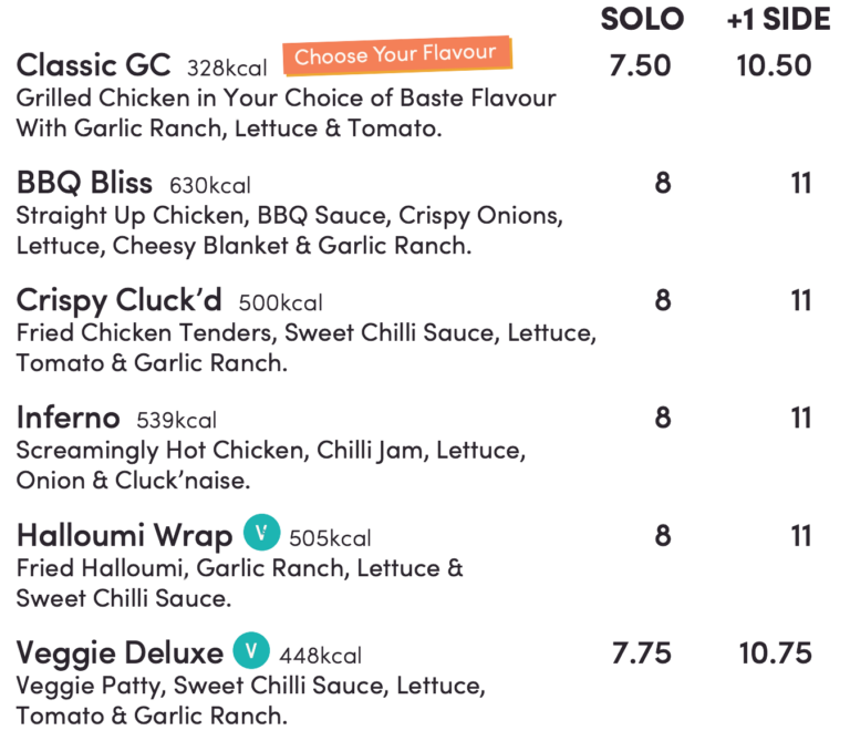 Menu - Cluck'd - Grilled Chicken Your Way